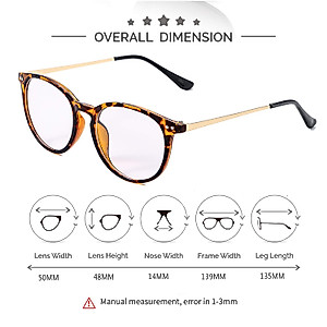 Kursan Non Prescription Clear Lens Fake Glasses for Women Men Retro Round Plastic Frame Eyeglasses (Trotoise)