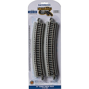 Bachmann Trains - Snap-Fit E-Z TRACK 22” RADIUS CURVED TRACK (4/card) - NICKEL SILVER Rail With Gray Roadbed - HO Scale