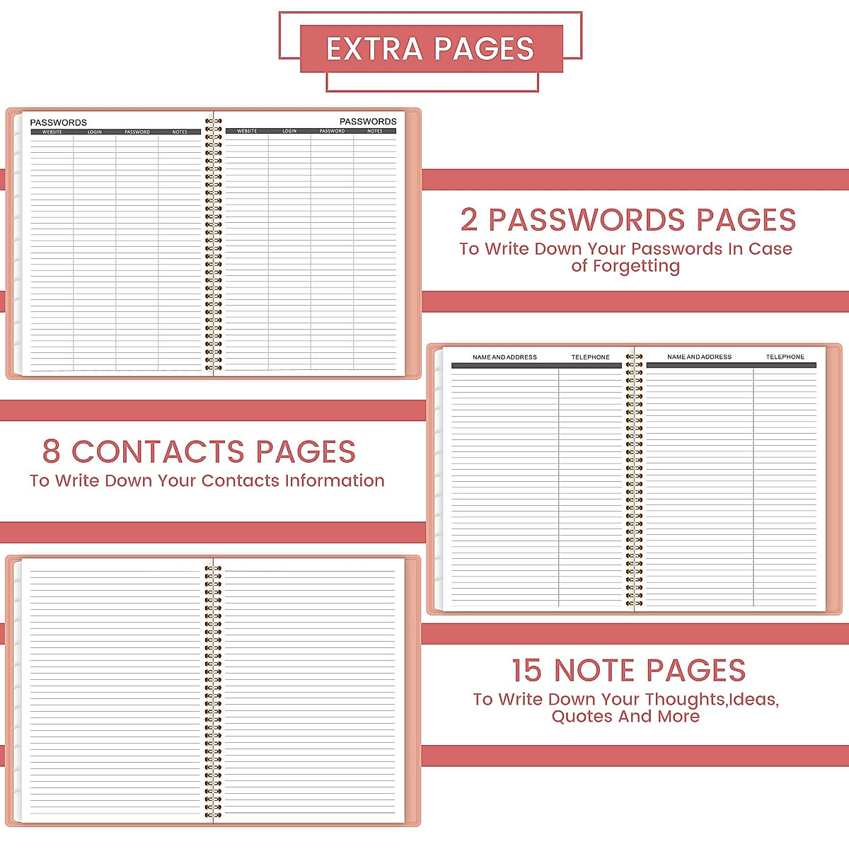 2024-2025 Monthly Planner - Monthly Calendar/Planner 2024-2025, JUL. 2024 - DEC. 2025, 9'' x 11'', 18 Monthly Planner Spiral Bound with Soft Leather Cover, 15 Note Pages, Monthly Tab, Inner Pocket