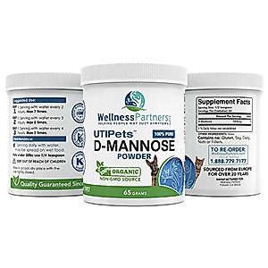 WellnessPartners UTI Pets Pure D-Mannose Non GMO Organic Source Powder 65gram jar