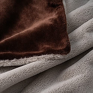 Mellowdy Faux Rabbit Fur Throw Blanket (Dark Brown, 50x60) - Plush, Luxury, Silky, Fluffy Throw for Couch, Sofa, Bed, Loveseat, Home Décor