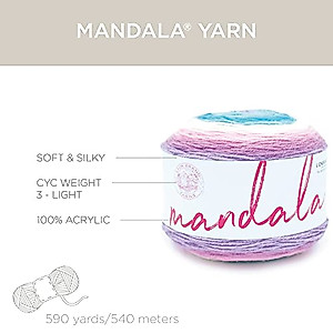 Lion Brand Yarn Mandala Yarn, Multicolor Yarn for Crocheting and Knitting, Craft Yarn, Liger, 1770 Foot (Pack of 1)