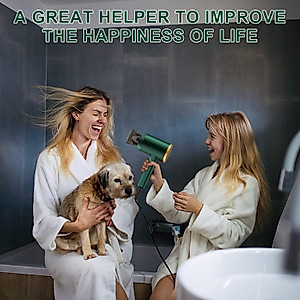 PAHETAWA Diffuser Blow Dryer, 1800W Powerful Travel Hair Dryer for Hotel, Ionic Portable Compact Hair Dryer, No Heat Damage, Lightweight, Low Noise for Curly Hair, Women, Men (Green)