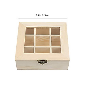 Gatuida Tea Box for Tea Bags Organizer, Wooden Tea Storage Organizer with Clear Top Window, 9 Compartments Eco-Friendly Tea Bag Holder, Multi-Functional Storage Box