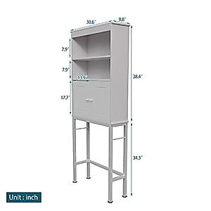 CNPRAZ Toilet Storage Rack Bathroom Shelf Floor Shelf High-End Modern Storage Cabinet, Unique Design, Easy to Assemble, White