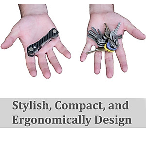 Carbon Fiber Compact Key Holder, Premium Smart Key Organizer Keychain (4-20 Keys), Heavy Duty Minimalist Multikey Folding Pocket Keyholder, Durable Locking Mechanism, Slick Slim Quiet Profile