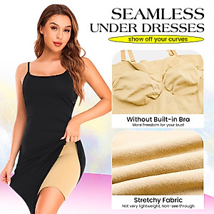Strapless Shapewear Slip for Under Dresses Tummy Control Dress Slip Body Shaper Women Seamless Full Slip White