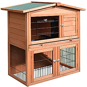 Pawhut 40" Wooden Rabbit Hutch Small Animal House Pet Cage