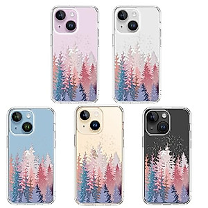 ICEDIO for iPhone 15 Case with Screen Protector-Clear with Fashionable Trendy Patterns-Designed for Girls and Women-Slim Fit Cover-Protective Phone Case 6.1" Cute Trees Floral Flower