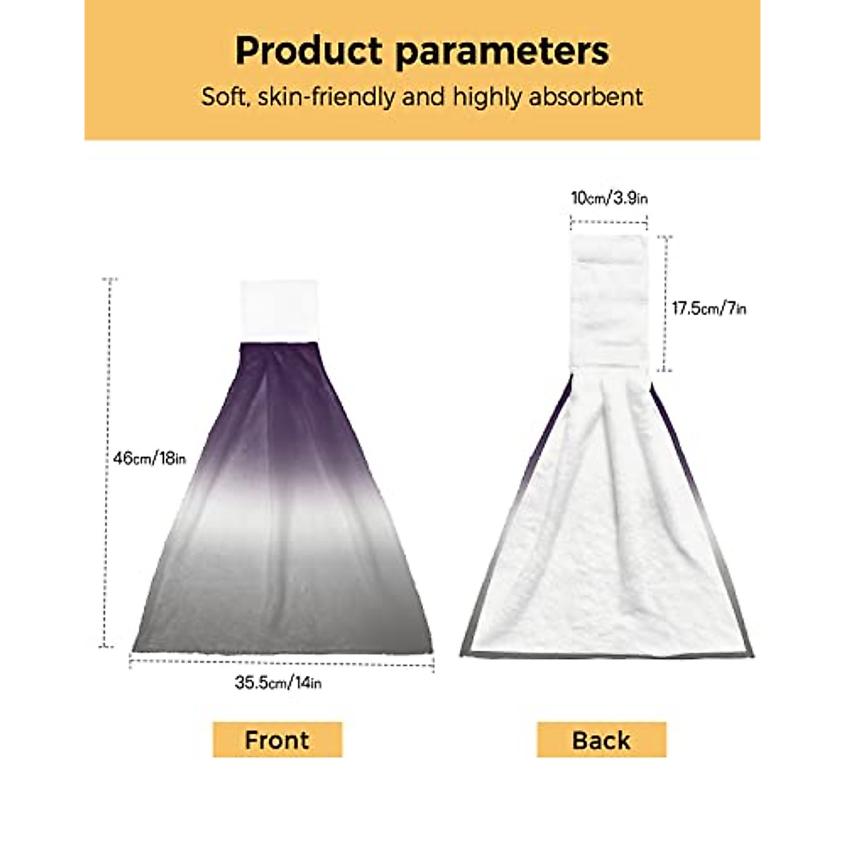 Stove Towels Hanging Kitchen Towels with Loop Deep Purple Gradient to Gray Absorbent Soft Tie Towels for Kitchen Bathroom Toilet Home 1 Pcs