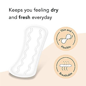 Rael Panty Liners for Women, Organic Cotton Cover - Long Pantiliners, Light Absorbency, Unscented, Chlorine Free (Long, 36 Count)