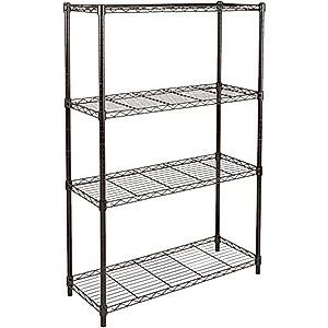 4-Shelf Adjustable, Heavy Duty Storage Shelving Unit (350 lbs Loading Capacity per Shelf), Steel Organizer Wire Rack, Black (36L x 14W x 54H)