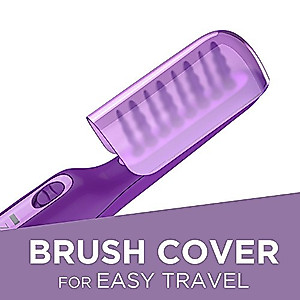 Remington DT7432 Wet or Dry Tame The Mane Electric Detangling Brush with Brush Cover, Adults & Kids, (Batteries Included), Purple, 1 Count