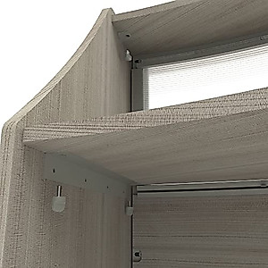 Linea Italia Curved Office Clear, Easy to Assembly Single Unit Reception Desk Counter for Lobby, Salon, 1 Panel, Ash