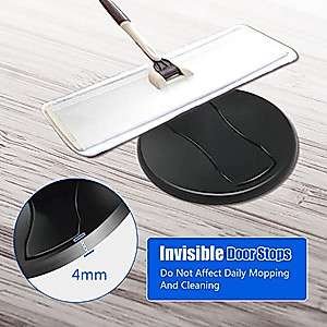 KOLAKO Magnetic Door Stopper, Magnetic Door Stops Black Door Stopper Stainless Steel Magnetic Door Stoppers Floor Adjustable Adhesive Door Catch Invisible Door Holder 2 Pack