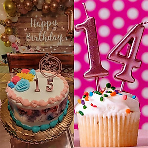 75th & 57th Birthday Candles, Rose Gold Number 75 57 Candle for Cake, Happy Birthday Cake Topper Decoration for Birthday Anniversary Celebration Party Supplies