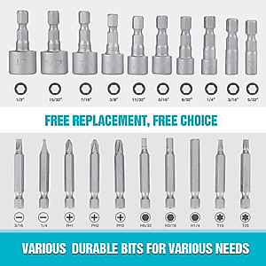DURATECH Impact Driver Kit - 20V Electric 1/4 Inch Driver Set with 20 Pcs Sockets and Screwdriver Bits and DURATECH Power Tool Organizer