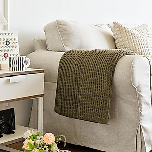 Xuyier Chunky Cable Knit Throw Blanket, Waffle Knitted Blankets for Couch Bed, White Warm Cozy Knit Woven Farmhouse Blanket Lightweight Travel Blankets for Sofa Living Room, 50"X60"