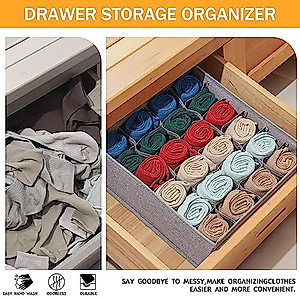 Cawek 3 Pack Fabric Underwear Organizer Dividers， Foldable Drawer under cabinet organizer Storage Boxes for Socks，Underwear, （Grey）