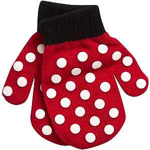 Disney Girls Minnie Mouse and Vampirina Winter Hat and 2 Pair Mitten or Glove Set (Toddler/Little Girl), Size Age 2-4, Red Minnie Mittens 2-4