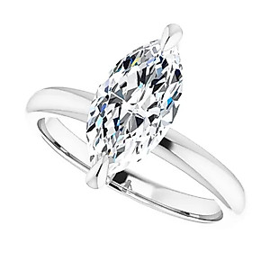 JEWELERYIUM 4 CT Marquise Cut Colorless Moissanite Engagement Ring, Wedding/Bridal Ring Set, Solitaire Halo Style, Solid Sterling Silver Vintage Antique Anniversary Bridal Rings Gift for Her (10)