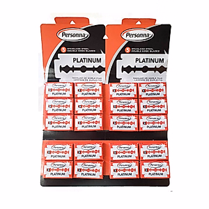 Personna Platinum Red Chrome Double Edge Stainless Steel 100 Blades 20BX
