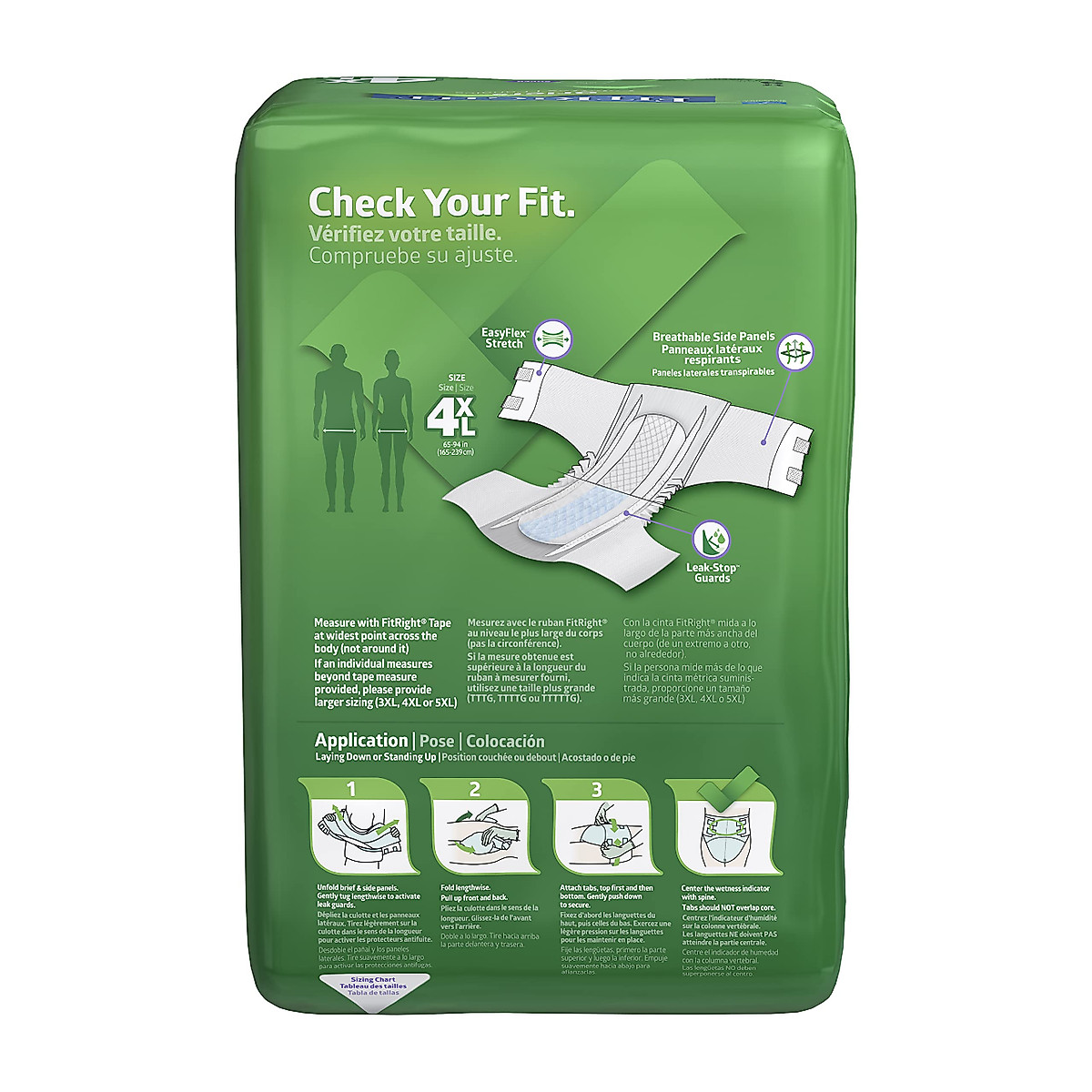 Medline Bariatric Briefs, 65 Inch-94 Inch, 8 Count (Pack of 4)