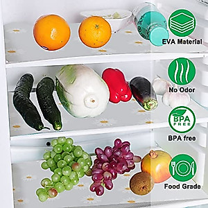 Shelf Liners for Kitchen Cabinet, Waterproof Drawer Liner for Bathroom, Refragerator Mats Sink Liner No Slip Cupboard Mats Non Adhesive EVA Place Mats Roll - Clear Daisy 12"×236.2"