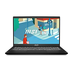 MSI Modern 15 15.6" Laptop: Intel Core i7-1195G7, Intel Iris Xe, 16GB DDR4, 1TB NVMe SSD, 180-Degree Lay-Flat, USB Type-C, MicroSD Card Reader, Win 11 Pro: Classic Black B11M-022US