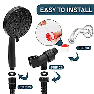 ZYlifemagic High Pressure 10-mode Shower Head With Handheld - Anti-clog Nozzles, Stainless Steel Hose, Cleaning Fuctions For Tubstiles Pets Wall And Overhead Brackets Cleaning -MatteBlack