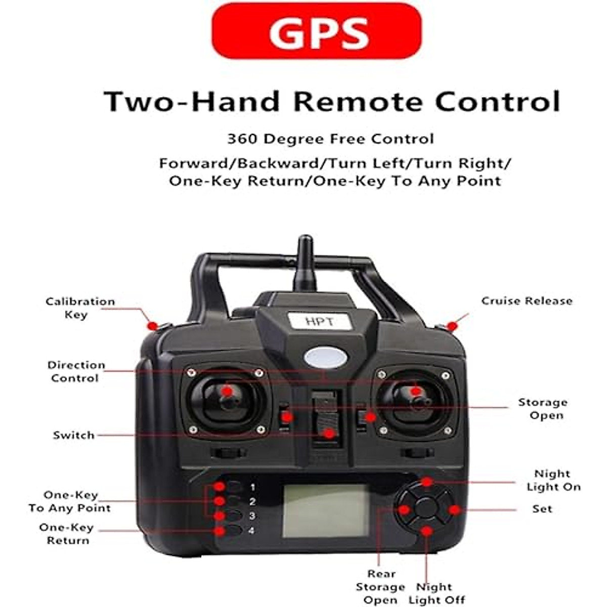 RC Fishing Bait Boat, GPS Positioning Automatic Return, Three Warehouse Bait Boat, Double-Engine Remote Control Fishing Boat Fishing Tool,Black,GPS 12000MAH