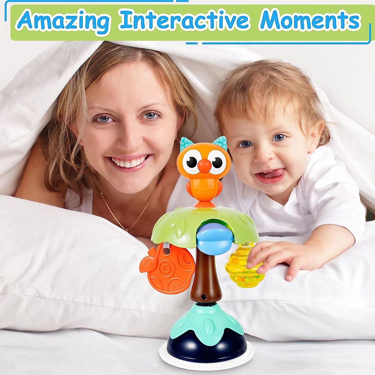 Malendo Baby Rattle Toys Infant High Chair Toys with Suction Cup Baby Toys 6 to 12 Months Baby Tray Toys for 6 9 12 Months Infant Toddler Kid Newborn Birthday Gifts for 1 Year Old Boys Girls