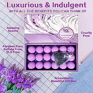 Lavender Bath Bombs Gift Set for Men and Women. 18 Lavender Bath Bombs Bulk with Essential Oils. Relaxing Bath Bombs Individually Wrapped with Organic Ingredients. Natural Bath Balls for Women & Men!