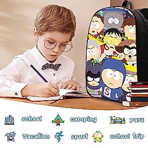 Lesome 3-Piece School Backpack,South North Park Backpack Boys Girls School Bag Back to School Supplies with Lunch Box and Pencil Case