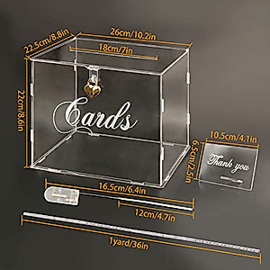 HZGUEOSTB Acrylic Wedding Card Box ,DIY Envelop Money Clear Card Box with Lock Strip Light and Rhinestone Tape,Large Acrylic Wedding Card Boxes for Reception Graduation Birthday Baby Shower (style3)
