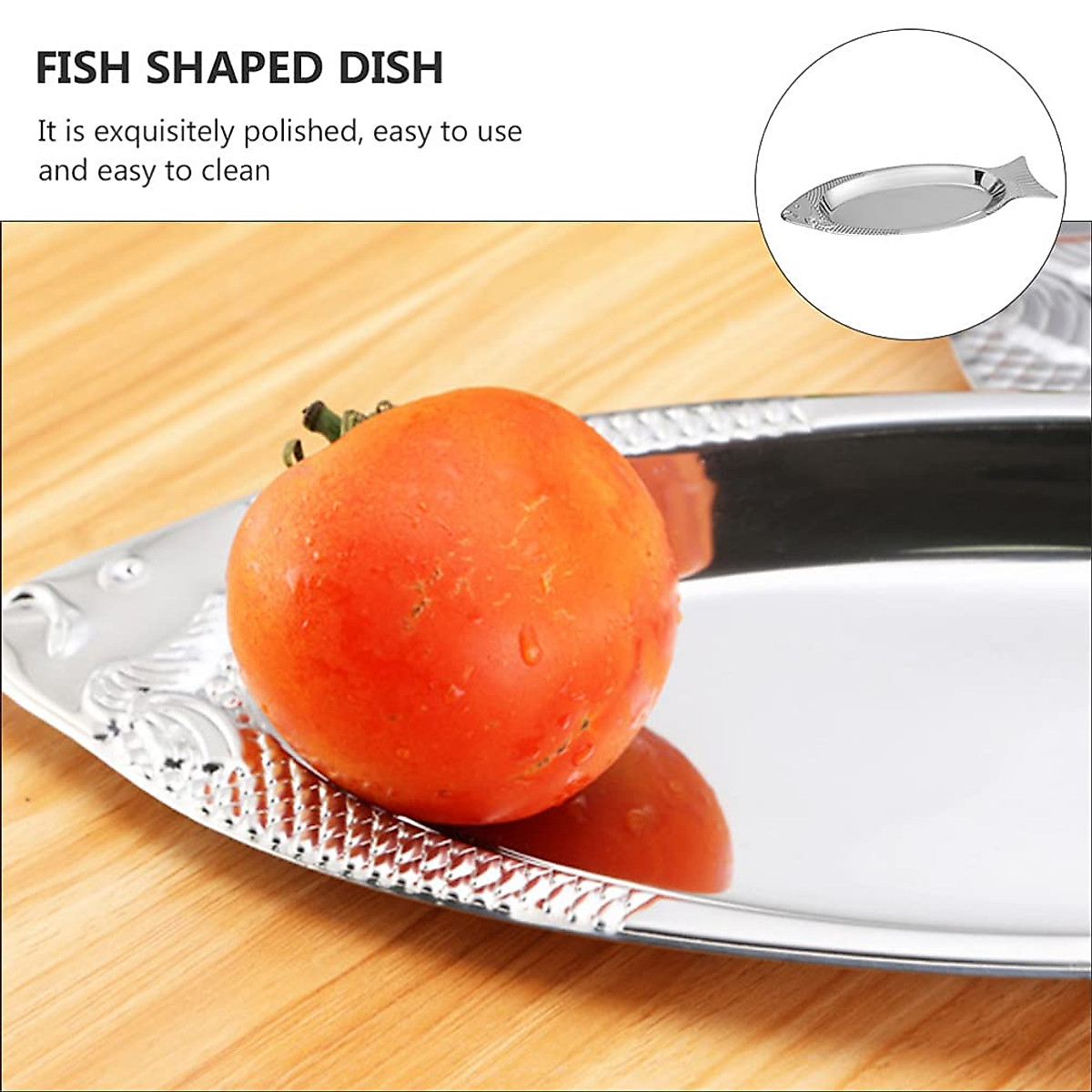 Cabilock Meat Cutting Board 3pcs Fish Platter Stainless Steel Steamed Fish Plate Fish- shaped Plate Snack Appetizer Storage Tray for Home Restaurant Kitchen- 34cm Toddler Meals