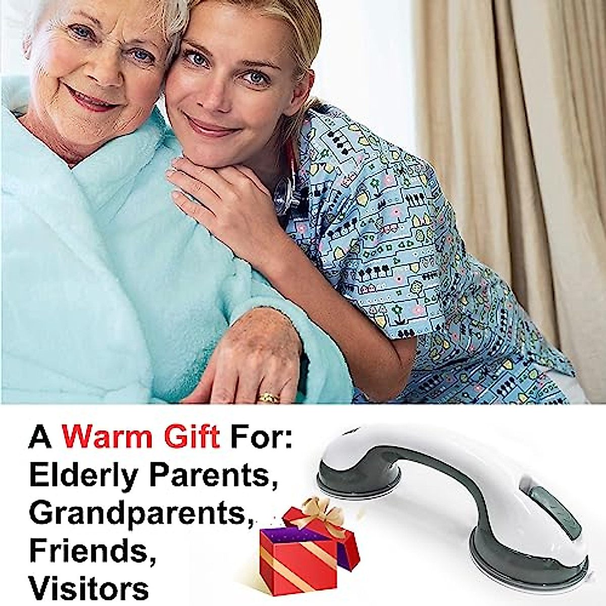 Suction Grab Bars for Shower Heavy-Duty (2Pack)12-Inch ADA Shower Handles for Elderly Suction Shower Grab Bars for Seniors Handicap Safety Handrail for Bathtubs Showers Elderly Assistance Product