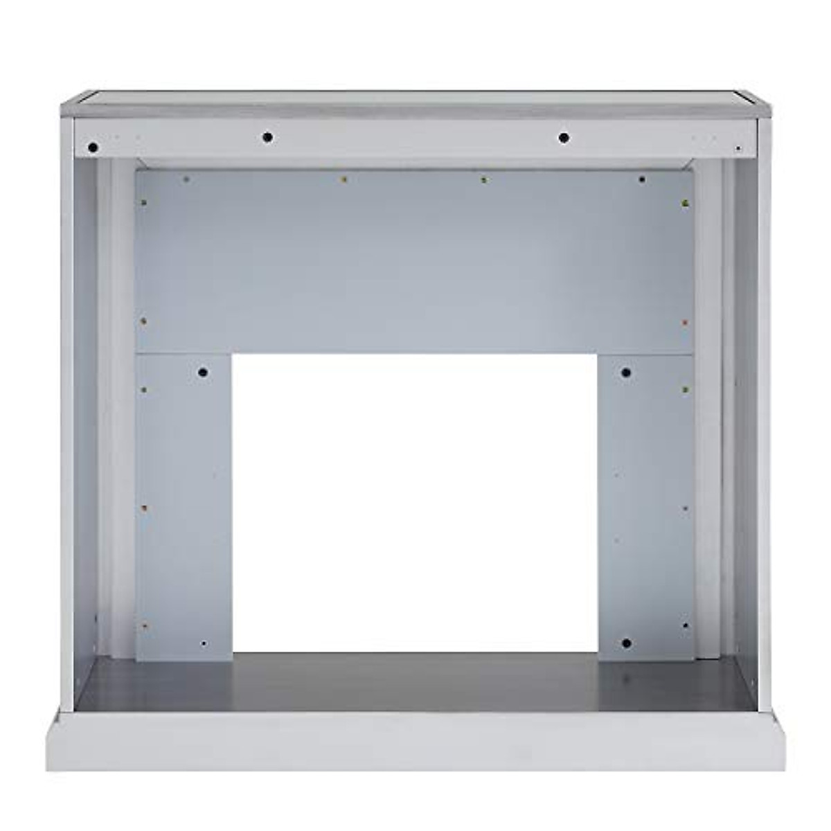 SEI Furniture Trandling Mirrored & Faux Marble Color Changing Electric Fireplace, Antique Silver-White Marble