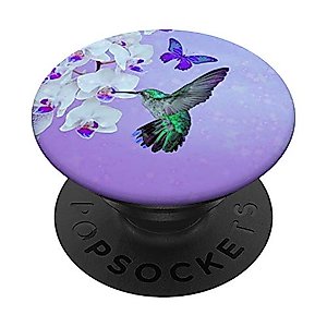 Cell Phone Pop Up Holder Hummingbird Flower Butterfly Purple PopSockets PopGrip: Swappable Grip for Phones & Tablets