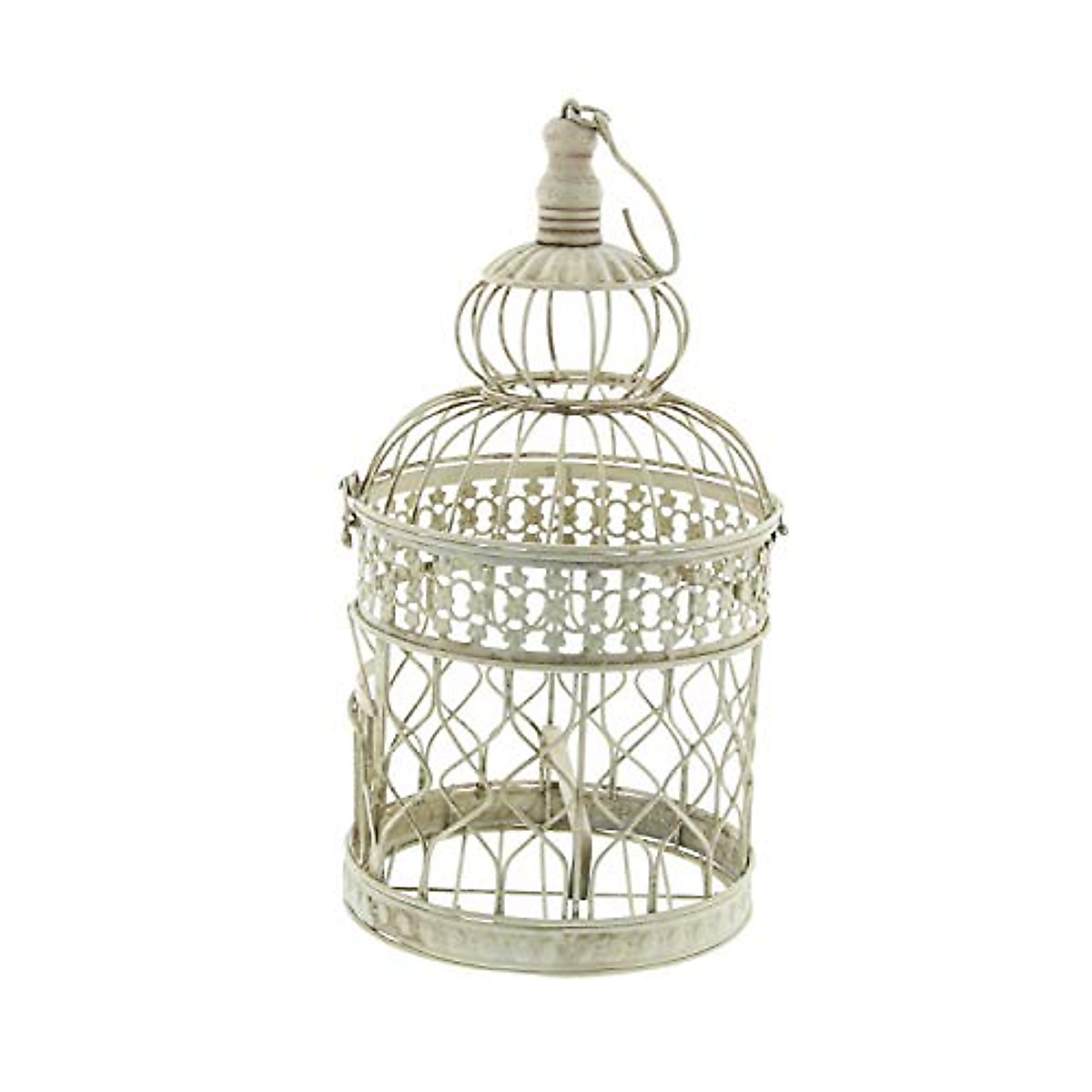 Deco 79 Metal Round Birdcage with Latch Lock Closure and Hanging Hook, Set of 2 22", 18"H, Cream