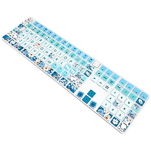 WSLUCKO Keyboard Cover Skin for 2021 New Apple iMac Magic Keyboard (Model: A2520) with Numeric Keypad & Touch ID, Cute Printing Silicone Keyboard Protector,Peony