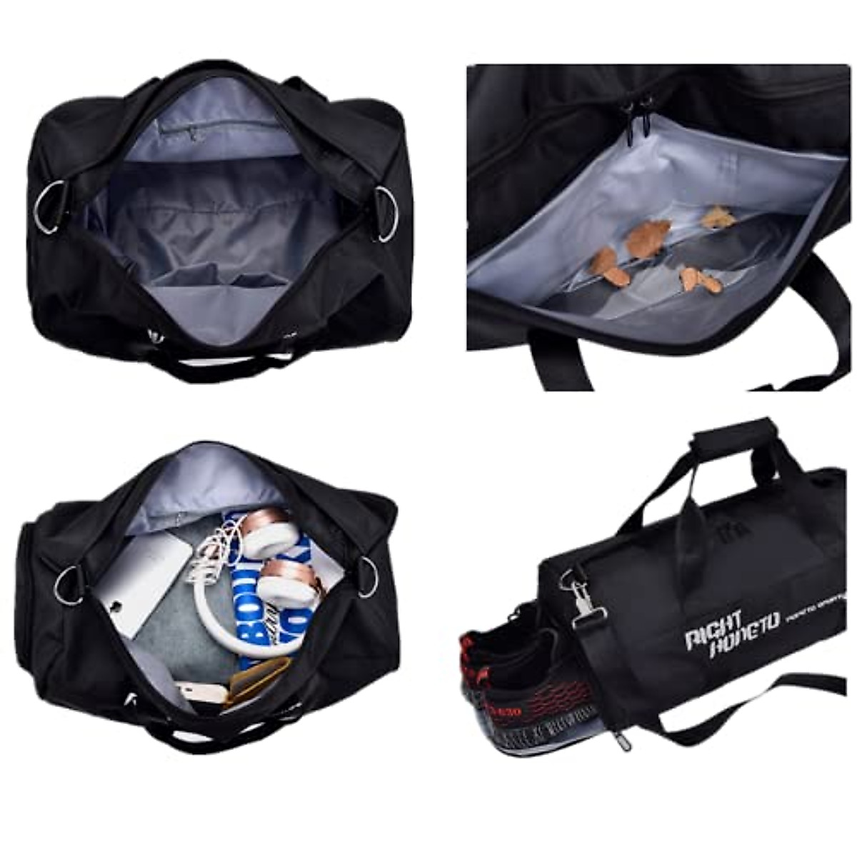 Sutmdo Gym Bags for Men and Women, Lightweight Carry-On,Sport Duffel bag with Shoe and Wet Compartments, Duffel Bag for School Practice or Overnight Travel Weekend (10black)