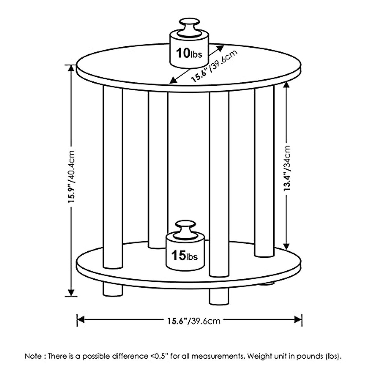 Furinno Turn-N-Tube 2-Tier Round Wooden End Table, Amber Pine
