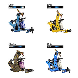 Solong Tattoo Complete Tattoo Kit 4 Pro Machine Guns 54 Inks Power Supply Foot Pedal Needles Grips Tips Carry Case