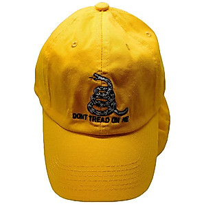 Gadsden Don't Tread On Me Dark Yellow Orange with White Snake Washed Cotton Adjustable Embroidered Baseball Hat Cap