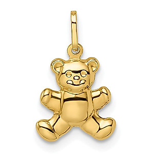 Auriga Fine Jewelry 14K Yellow Gold Puffed Teddy Bear Pendant for Women (L- 0.69 Inch, W- 0.4 Inch)