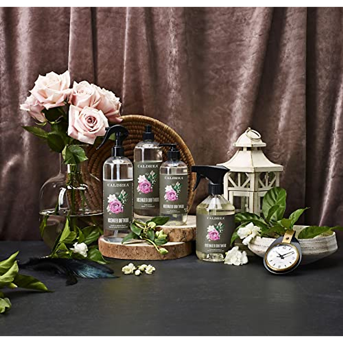 Caldrea Linen And Room Spray Air Freshener, Made With Essential Oils, Plant-Derived And Other Thoughtfully Chosen Ingredients, Rosewater Driftwood Scent, 16 Oz