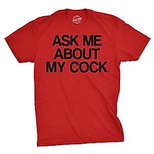 Ask Me About My Cock Flip Up T-Shirt Funny Sarcastic Rooster Chicken Tee Funny T Shirts Flip Apparel for Men Cool Adult Humor T Shirt Novelty Tees for Guys Red 3XL