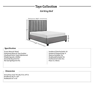 Lexicon Taye Upholstered Platform Bed, Cal King, Gray