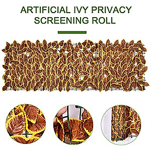 HACSYP Expandable Faux Privacy Fence Artificial Ivy Privacy Fence | Plastic Leaf Fence Panels Artificial Leaf Screen Hedge Privacy Fence Roll for Balcony Patio | Wall Landscaping Decor